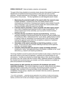 Fillable Online academic ubc HIRING CHECKLIST: Basic principles ...