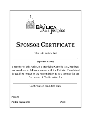 Fillable Online Sponsor's Certificate Fax Email Print - pdfFiller