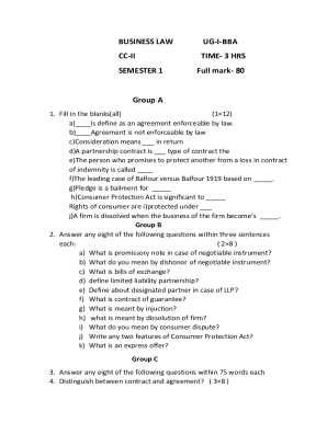Fillable Online fmcollege nic BUSINESS LAW UG-I-BBA CC-II TIME Fax ...