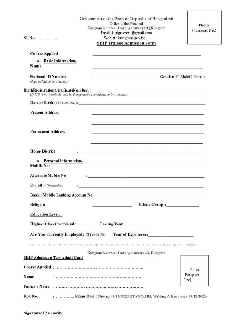 Fillable Online SEIP-Trainee-Admission-FormEnglish-Version-2 2 Fax ...
