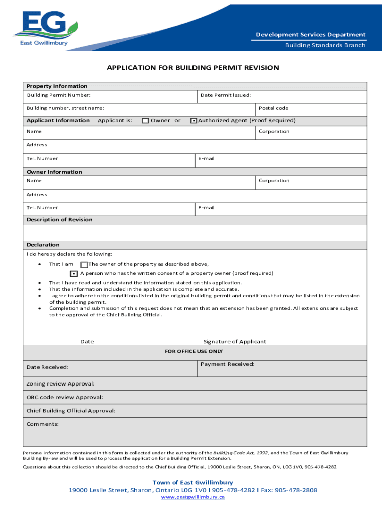 Fillable Online Building Permit Application Form Example - City of ...