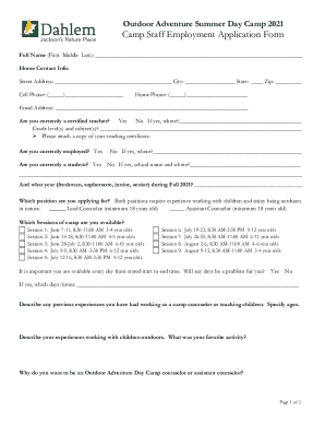 Fillable Online 2021 Summer Camp Information Form - Belton Parks, MO ...