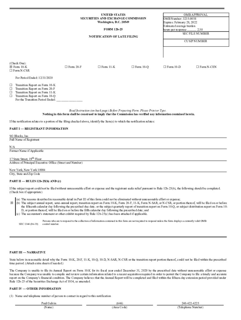 Fillable Online Washington, D.C. 20549 OMB APPROVAL FORM 12b-25 ... Fax ...