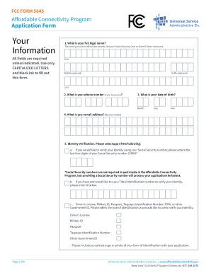Fillable Online Affordable Connectivity Program Application Form Fax ...
