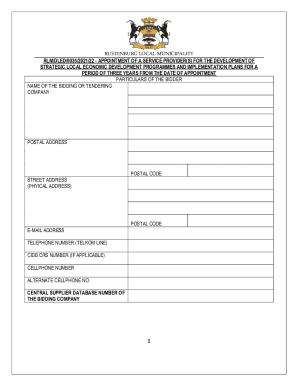 Fillable Online Rustenburg Local Municipality (RLM) Tenders Fax Email ...