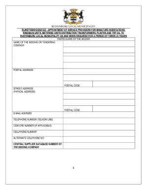 Fillable Online RINGMAIN UNITS, METERING UNITS DISTRIBUTION TRANSFORMERS, PLINTHS AND TRF OIL TO ...