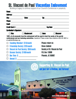Fillable Online Forms for ConferencesSociety of St. Vincent de Paul Fax ...