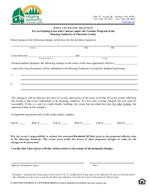 Fillable Online Rent Increase Request - Housing Authority of Thurston County Fax Email Print ...