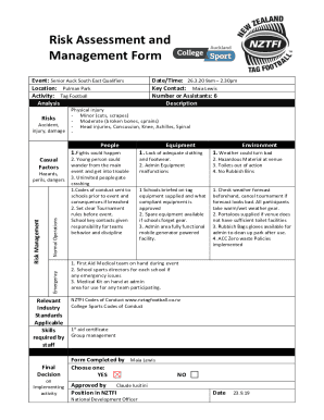 Fillable Online Risk Assessment and Management Form Fax Email Print ...
