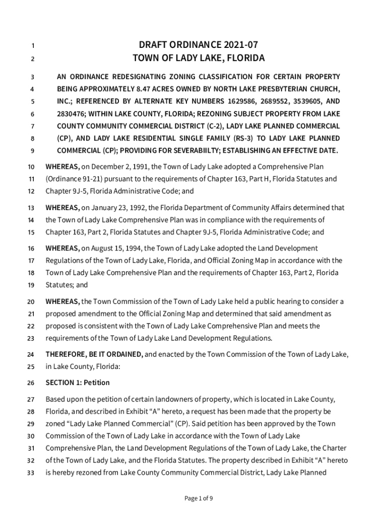 Fillable Online An Ordinance Redesignating Zoning Classification For Certain Property Fax Email
