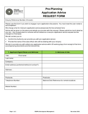 Fillable Online Pre-Planning Application Advice REQUEST FORM Fax Email Print - pdfFiller