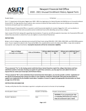 Fillable Online files asun 19-20 ASUN Unusual Enrollment Appeal Form Fax Email Print - pdfFiller
