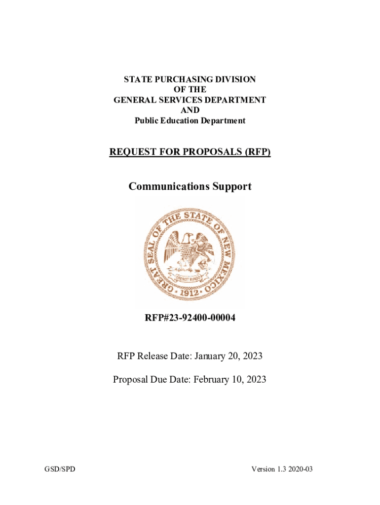 Fillable Online REQUEST FOR PROPOSALS (RFP) - Communications Support ...