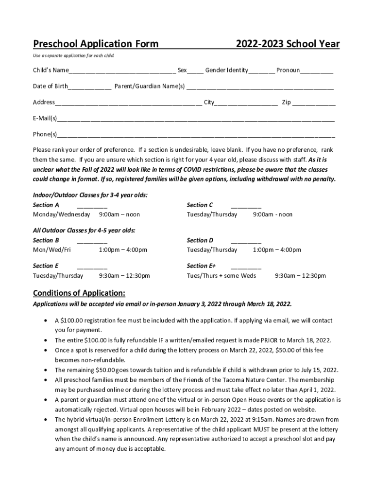 Fillable Online -1- 2022-2023 Student Application for Enrollment Parent ... Fax Email Print ...