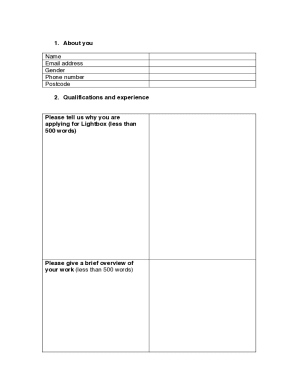 Fillable Online Lightbox application form Fax Email Print - pdfFiller