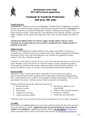 Fillable Online mccullough conroeisd Yearbook Application - McCullough Junior High Fax Email ...