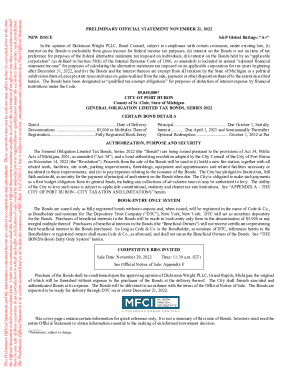 Fillable Online preliminary official statement november 21, 2022 Fax ...