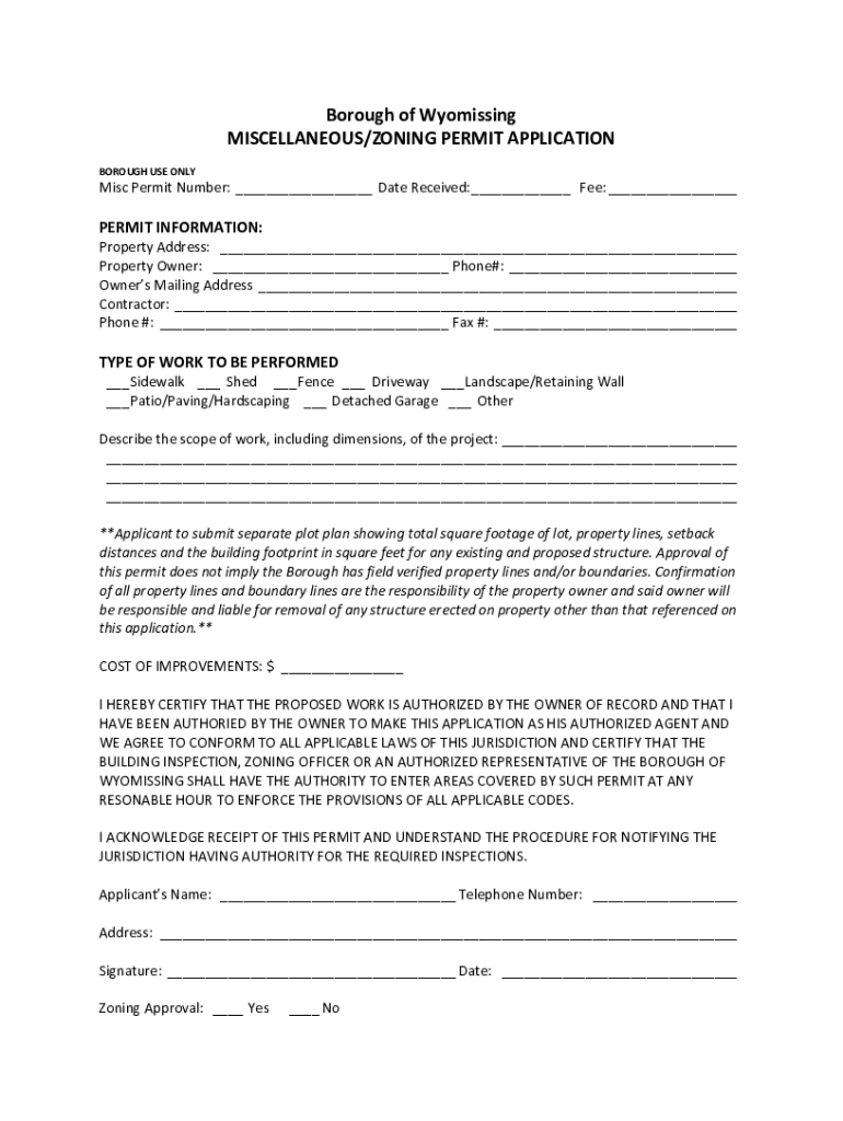 Fillable Online Application for Zoning Approval/Use and Occupancy ...