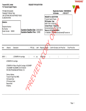 Fillable Online TRANSNET FREIGHT RAIL - Proudly South African Fax Email Print - pdfFiller