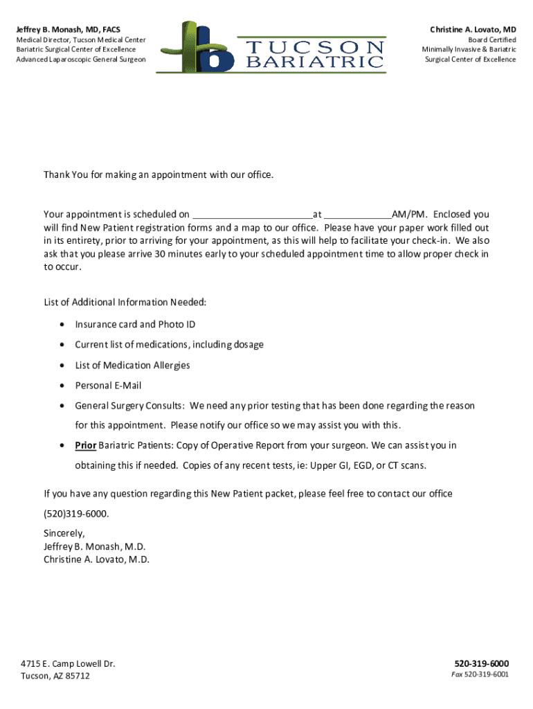 Fillable Online Dr. Jeffrey Monash, MDTucson, AZGeneral Surgery Fax ...