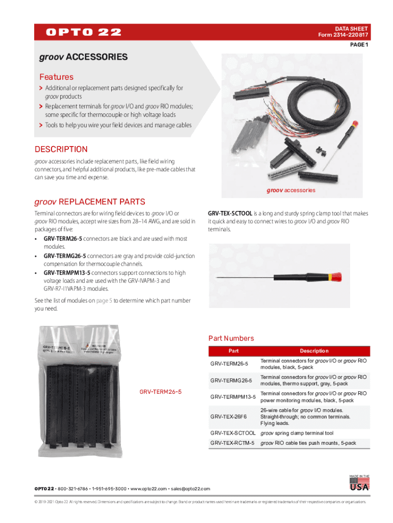 Fillable Online 2317 groov RIO Universal Edge I/O Data Sheet - Opto 22 ...