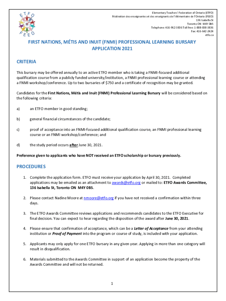 Fillable Online FIRST NATIONS, MTIS AND INUIT (FNMI) PROFESSIONAL ...