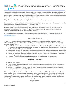 Fillable Online BOARD OF ADJUSTMENT (BOA) VARIANCE APPLICATION FORM Fax ...