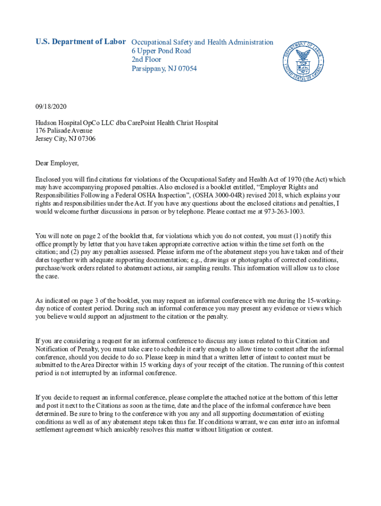 Fillable Online OSHA-CarePoint-Christ-CITATIONS-Respirators ... - HPAE ...