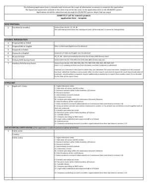 Fillable Online ncn gov 17 call for research projects application form ...