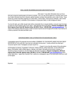 Fillable Online DISCLOSURE REGARDING BACKGROUND ... - King County Fax ...