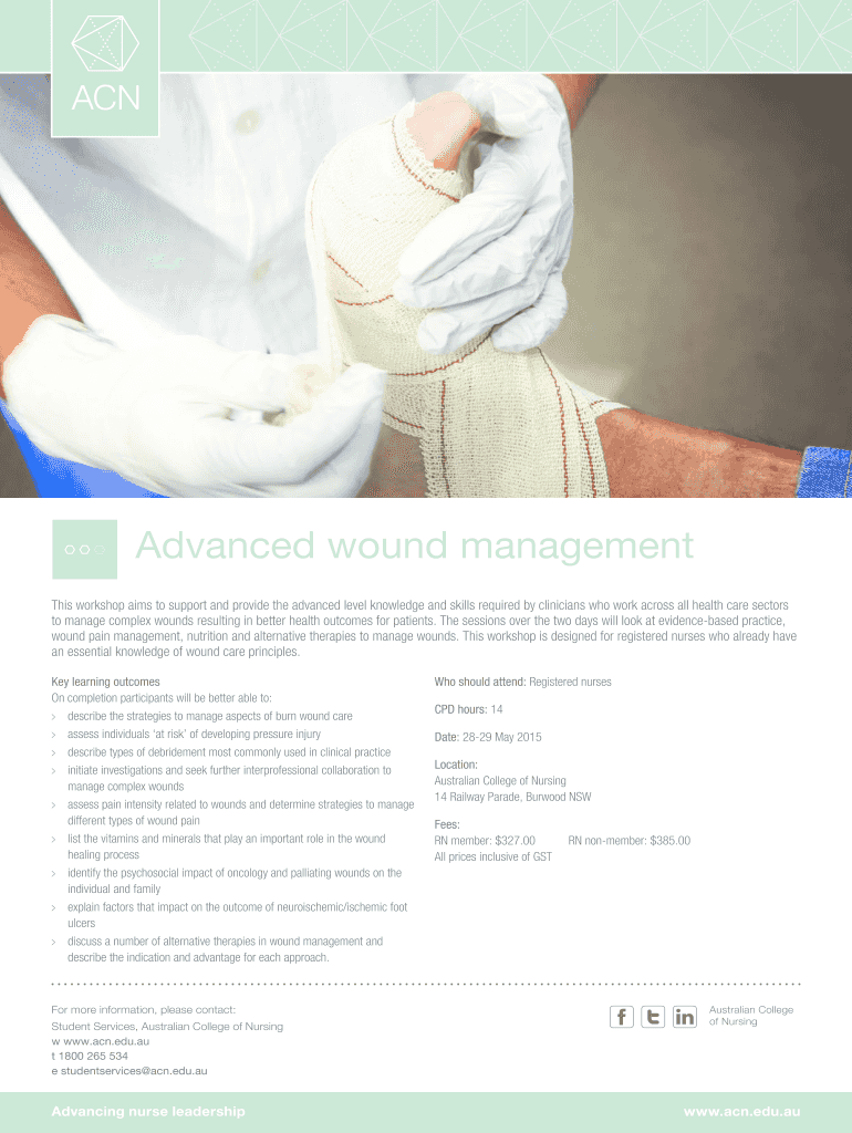 Fillable Online Advanced wound management - Australian College of ...
