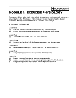 Fillable Online MODULE 4 EXERCISE PHYSIOLOGY Fax Email Print - pdfFiller