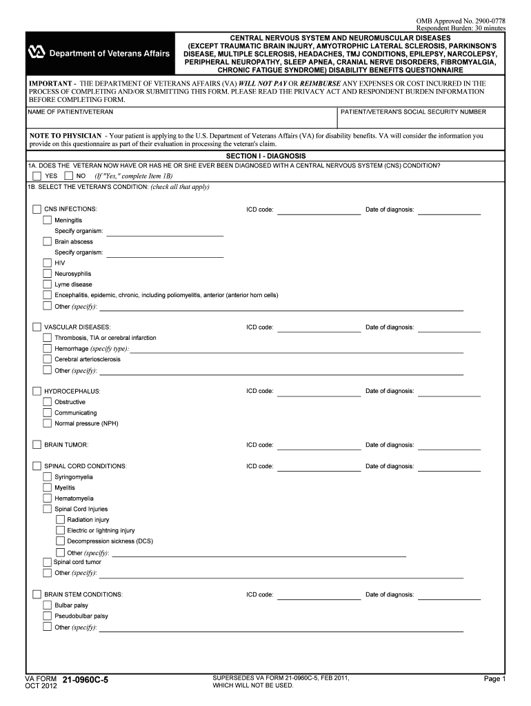 Fillable Online vba va VA Form 21-0960N-6 Fax Email Print - pdfFiller