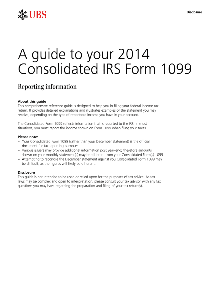 Fillable Online A guide to your 2014 Consolidated IRS Form 1099 ...