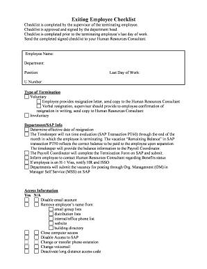 Fillable Online bu Exiting Employee Checklist Fax Email Print - pdfFiller