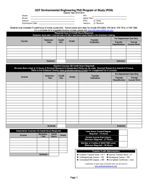 Fillable Online Print POS Clear POS Save POS UCF Environmental Engineering PhD Program of Study ...