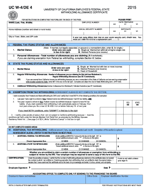 Fillable Online ucop UC W-4DE 4 - ucop Fax Email Print - pdfFiller
