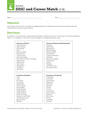 Disc And Career Match - Fill and Sign Printable Template Online