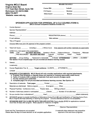 Fillable Online vsb Virginia MCLE Board BOARD USE ONLY Virginia State ...