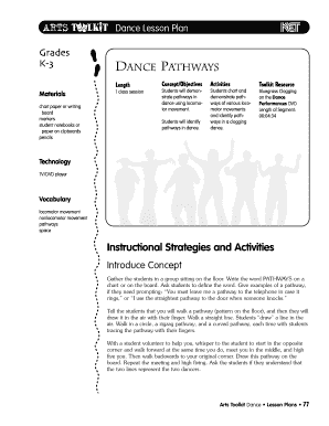 Fillable Online ket Dance Lesson Plan Grades DANCE PATHWAYS - KET - - ket Fax Email Print ...