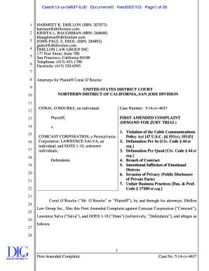 Fillable Online 1 First Amended Complaint Case No 514-cv bb ...