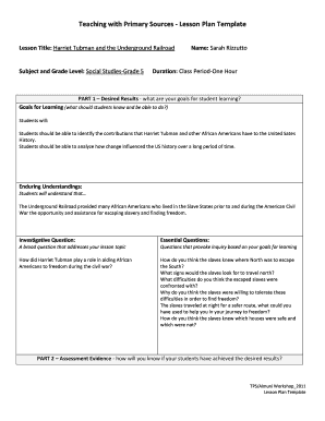 Fillable Online calu Teaching with Primary Sources Lesson Plan Template ...
