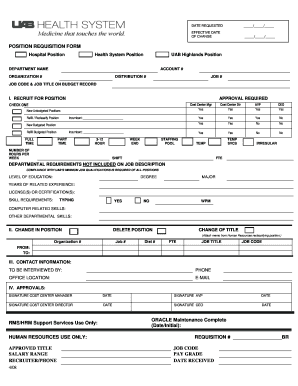 Fillable Online uab POSITION REQUISITION FORM - UAB - The Fax Email Print - pdfFiller