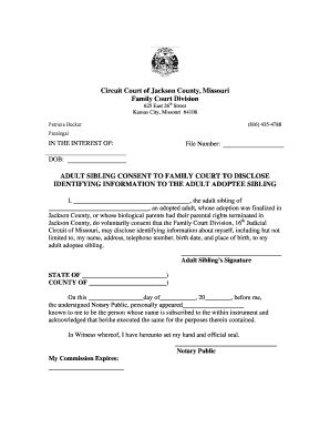 Fillable Online 16thcircuit Adult Sibling Consent Form.doc - 16thcircuit Fax Email Print - pdfFiller