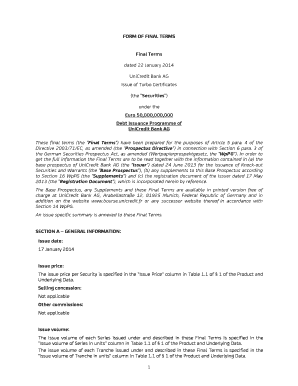 Fillable Online FORM OF FINAL TERMS Final Terms dated 22 January ...