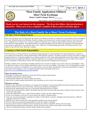 Fillable Online scrye Host Family Application/Affidavit Short Term ...
