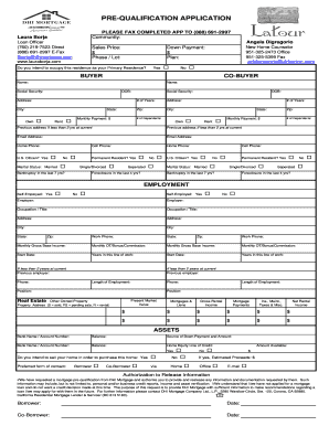 Fillable Online PRE-QUALIFICATION APPLICATION - DR Horton Fax Email Print - pdfFiller