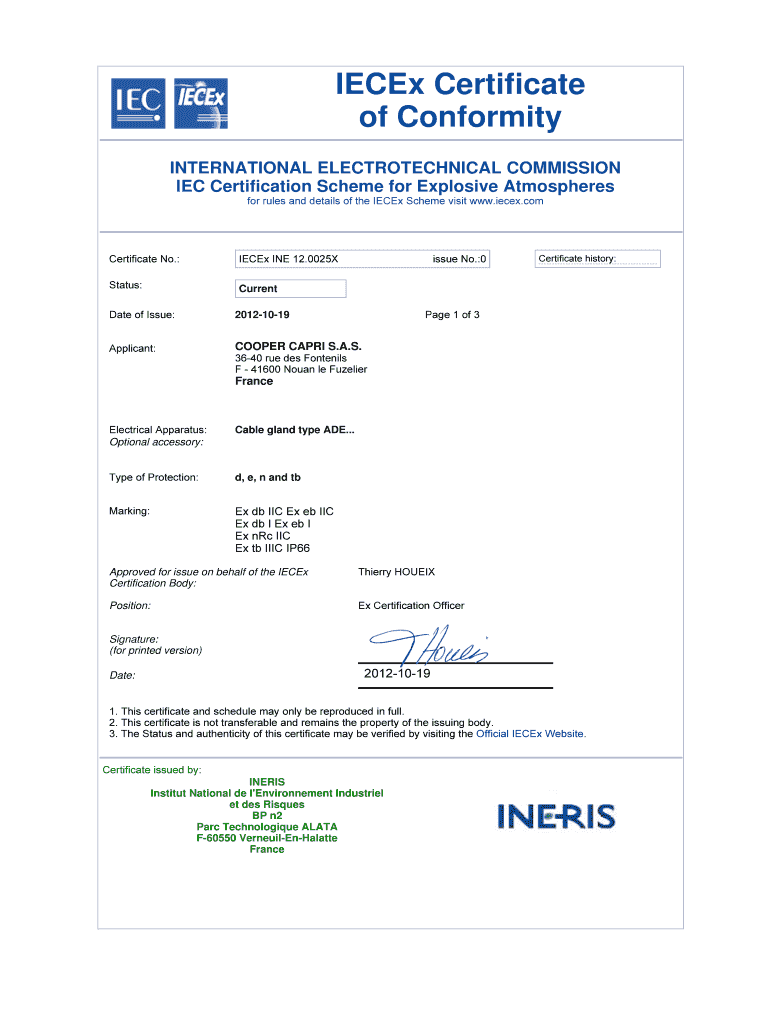 Fillable Online IEC Certification Scheme for Explosive Atmospheres Fax ...