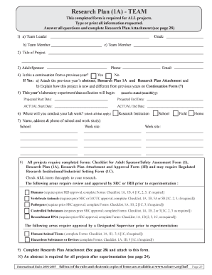 Fillable Online Research Plan (Form 1A TEAM) Fax Email Print - pdfFiller