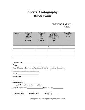 Fillable Online Sports Photography Order Form PHOTOGRAPHY by Millie ...